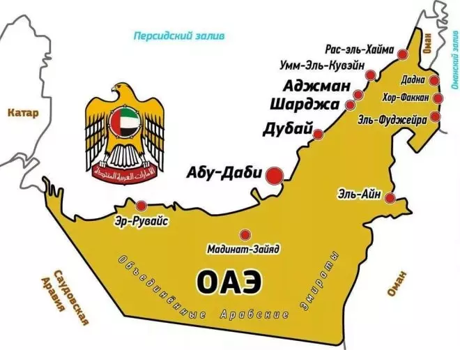 شارجه در نقشه امارات متحده عربی