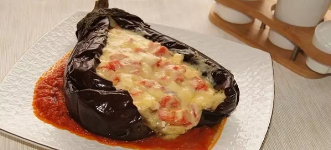 Eggplant with cheese and tomatoes in the oven