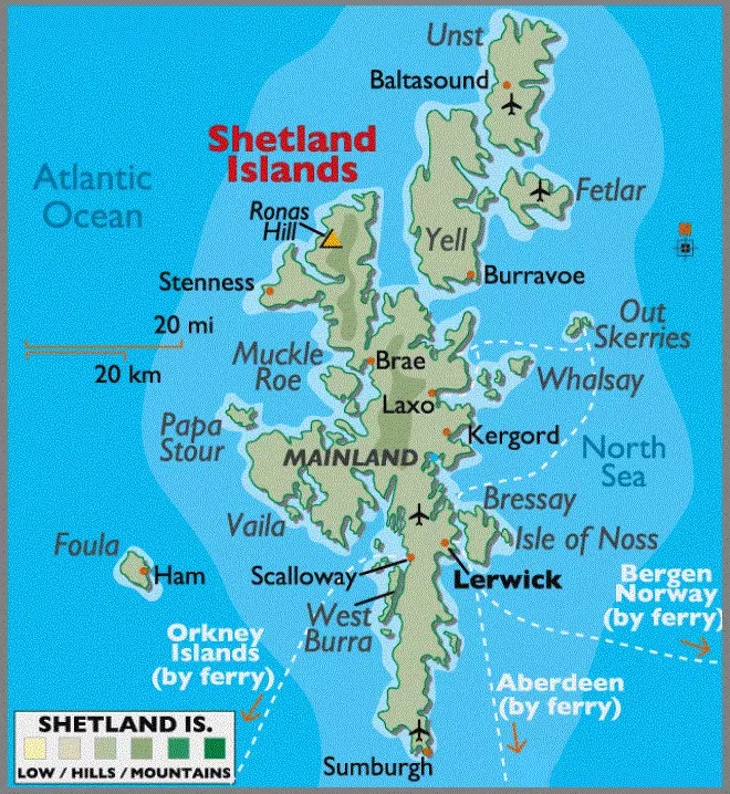 Carte des Îles Shetland