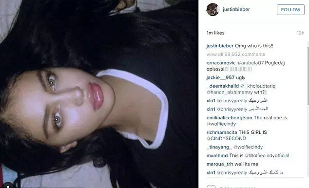 Si St. Justin Bieber, nga naghimo sa bantog nga Cindy