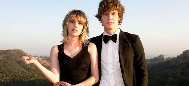 Evan Peters at Emma Roberts.