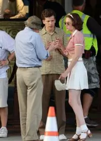 Kristen Stewart na natáčení Woody Allen Film