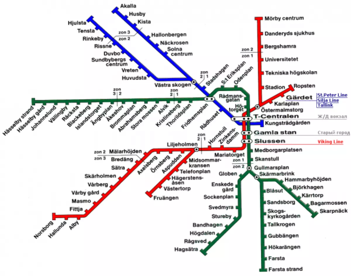 Mapa metra Stockholm.