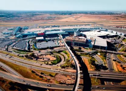 Vista do aeroporto de Johannesburg