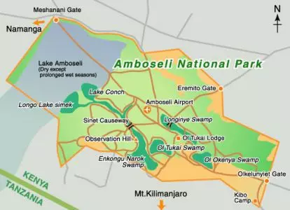 Mapa Parque Nacional de Amboseli