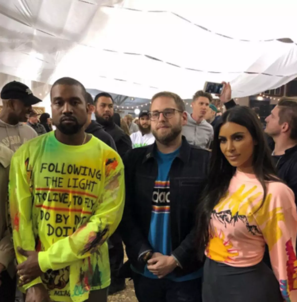 West and Kardashian at the presentation of the new album