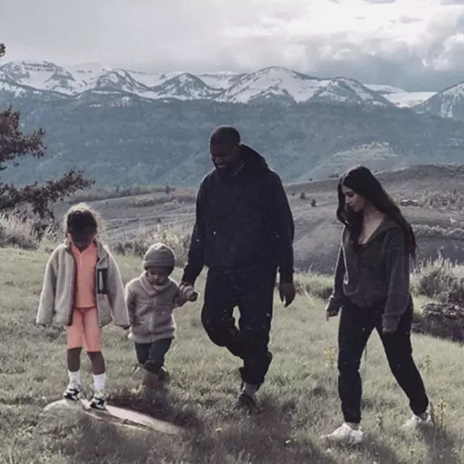 North, Saint, Kanye West and Kim Kardashian