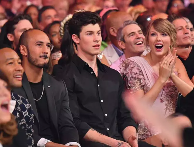 Sean Mendez eta Taylor Swift sari banaketatik gertu zeuden eserita