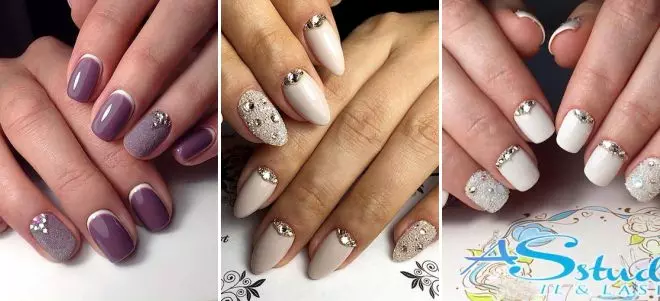 Bello manicure con i pozzi - su brevi e lunghe unghie, luminoso, dolce, rosso, con strass, scintille, disegno, francese, luna triangolare manicure 2017 18773_14