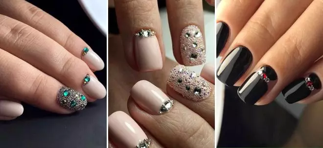 Làm móng đẹp với giếng - trên móng tay ngắn và dài, sáng, nhẹ nhàng, đỏ, với rhinestone, lấp lánh, vẽ, Pháp, Tam giác Moon Manicure 2017 18773_15