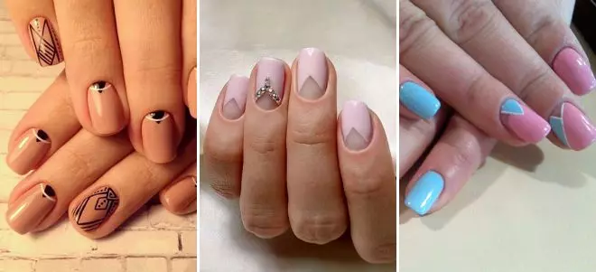 Làm móng đẹp với giếng - trên móng tay ngắn và dài, sáng, nhẹ nhàng, đỏ, với rhinestone, lấp lánh, vẽ, Pháp, Tam giác Moon Manicure 2017 18773_18