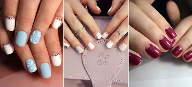 Bello manicure con i pozzi - su brevi e lunghe unghie, luminoso, dolce, rosso, con strass, scintille, disegno, francese, luna triangolare manicure 2017 18773_7