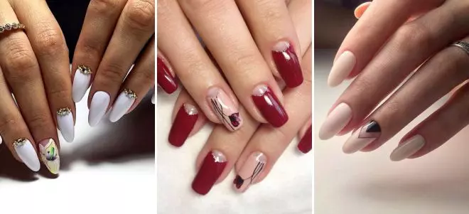 Bello manicure con i pozzi - su brevi e lunghe unghie, luminoso, dolce, rosso, con strass, scintille, disegno, francese, luna triangolare manicure 2017 18773_8