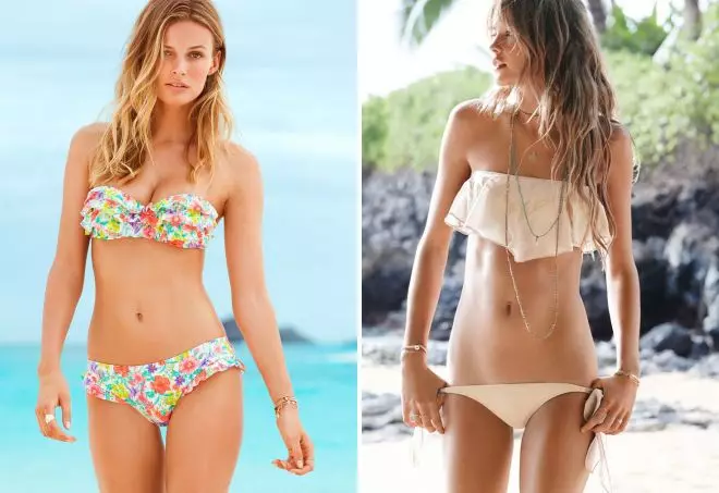 सुशील महिला अलग swimsuits - एक अभिभूत कमर, छोटकरीमा र स्कर्ट, एउटा सानो स्तन र एक ठूलो बस्ट सँग एक fringe र ग्रिड संग 19014_21