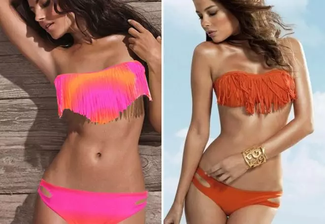 सुशील महिला अलग swimsuits - एक अभिभूत कमर, छोटकरीमा र स्कर्ट, एउटा सानो स्तन र एक ठूलो बस्ट सँग एक fringe र ग्रिड संग 19014_34