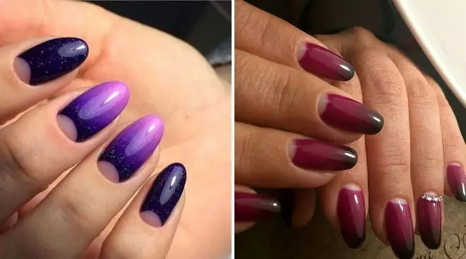 Bergaya Manicure Ombre - pada kuku pendek dan panjang, dalam warna pastel, perkahwinan, emas, dengan Wipping, Lunar, Perancis 19108_11