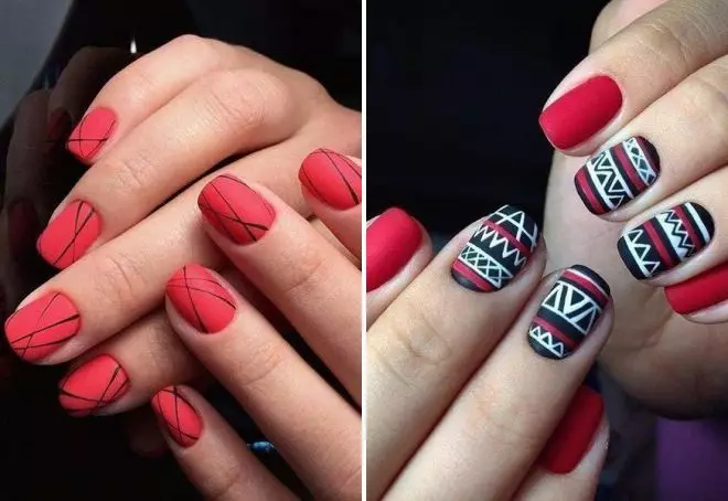 Manicure Red manisure 2017 - ya na Rhinetones na ịpụ, yana usoro na iko gbajiri agbaji, Ombre na French 19332_15