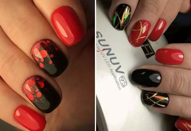 Manicure Red manisure 2017 - ya na Rhinetones na ịpụ, yana usoro na iko gbajiri agbaji, Ombre na French 19332_7