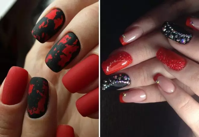 Manicure Red manisure 2017 - ya na Rhinetones na ịpụ, yana usoro na iko gbajiri agbaji, Ombre na French 19332_8