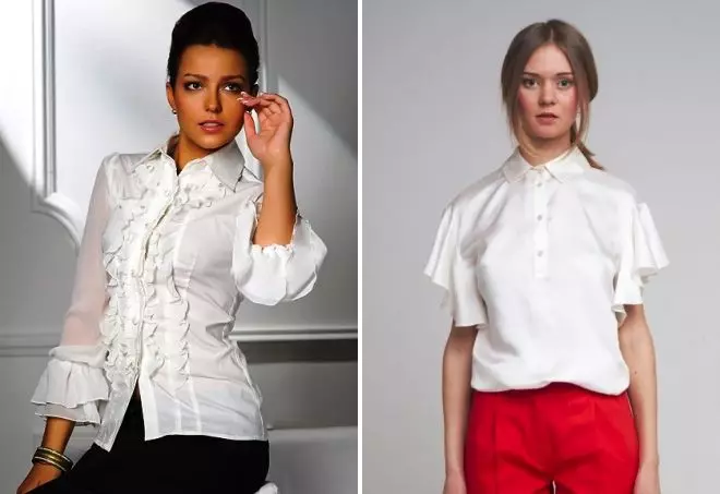 Moderan belu bluzu - šifon i Pletena, kratkih rukava i bez, s čipke i baskijski, transparentan i pamuk 19851_17