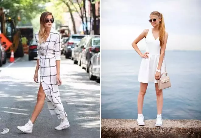 Moda Cebolla - vestido con zapatillas de deporte - Long y Mini, apretado y Deportes, de punto y dril de algodón vestido con blanco zapatillas de deporte 19952_5