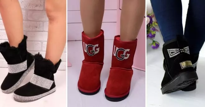 Rhinestones ilə uggs - qızlar və qadınlar üçün dəbli qış ayaqqabıları