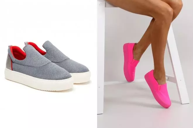 Slipons - Qu'est-ce que c'est, quels sont: cuir, denim, dentelle, tricoté, avec fourrure, strass, sur lacets, fourgonnettes, ecco, keddo, adidas, gucci, michael cors 21172_10