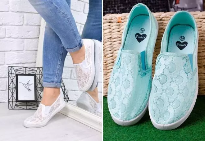 Slipons - Apa sing diarani: Kulit, Denim, renda, kanthi wulu, rhinestones, ing shoelaces, van, ecco, adidas, Gucci, Michael Kors 21172_5