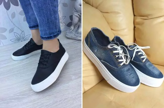 Slipons - Apa sing diarani: Kulit, Denim, renda, kanthi wulu, rhinestones, ing shoelaces, van, ecco, adidas, Gucci, Michael Kors 21172_9