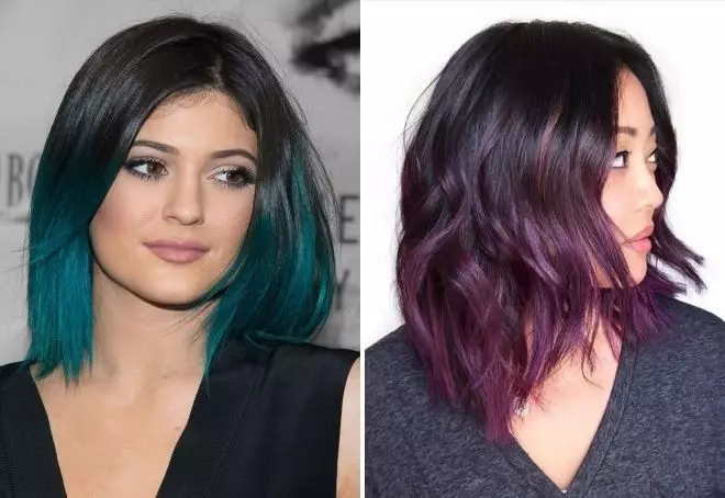 Ombre egosipụta na a square - na ndọtị, bangs, na ụkwụ, asymmetrical, obere, Bob, na-egbuke egbuke, uhie uhie, na agba, ash, blond 21235_12