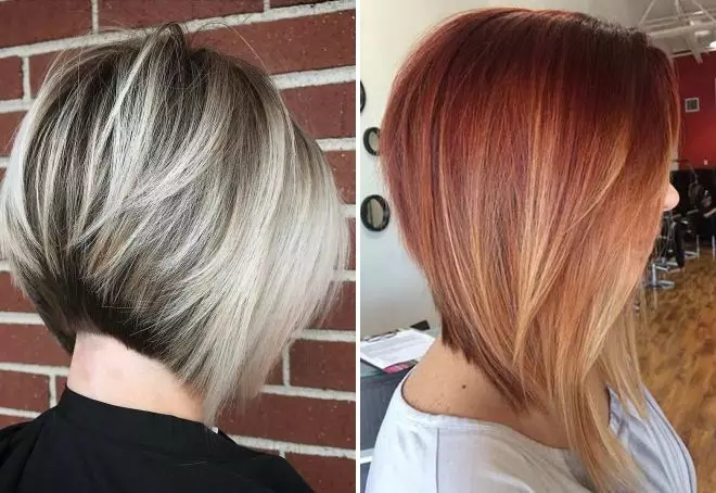 Ombre målning på en fyrkant - med en förlängning, bangs, på benet, asymmetrisk, kort, bob, ljus, röd, färg, aska, blond 21235_9