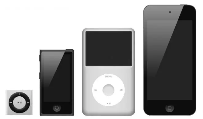 įvairių kartų iPod