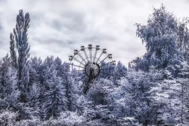 Riesenrad schaut aufgrund von Bäumen aus