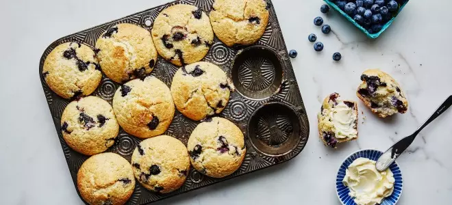 Muffins nrog blueberries - daim ntawv qhia