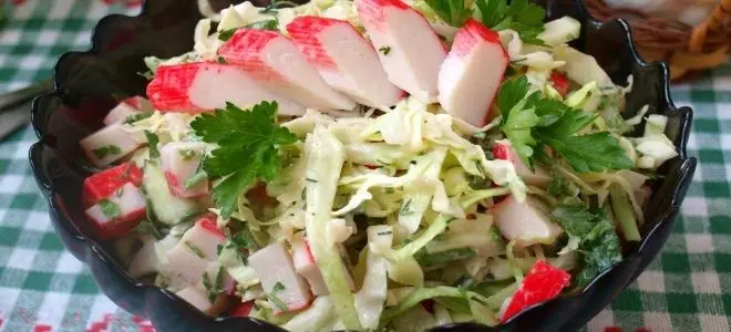Salad with cabbage and cucumber with the addition of peas, carrots, eggs, sausages, peppers and other ingredients 29850_10