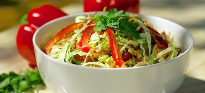 Salad with cabbage and cucumber with the addition of peas, carrots, eggs, sausages, peppers and other ingredients 29850_11