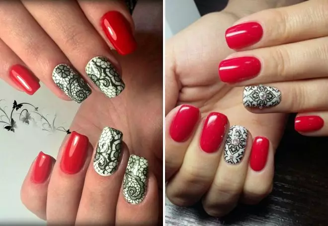 ຄົນອັບເດດ: Manicure ກັບ Lace - Stylish, ສີແດງ, ສີເບດ, Nyudova, ສີບົວ, ສີຟ້າ, ສົດໃສ, Wedding, ຝຣັ່ງ, Lunar, Watch, Matte 33231_12