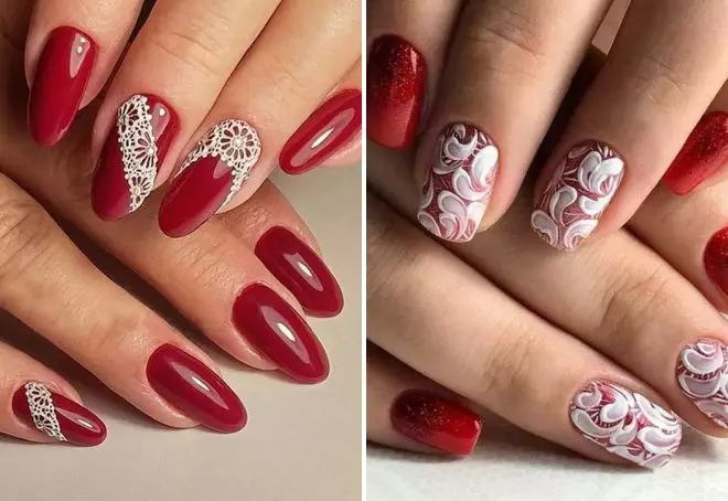 ຄົນອັບເດດ: Manicure ກັບ Lace - Stylish, ສີແດງ, ສີເບດ, Nyudova, ສີບົວ, ສີຟ້າ, ສົດໃສ, Wedding, ຝຣັ່ງ, Lunar, Watch, Matte 33231_13