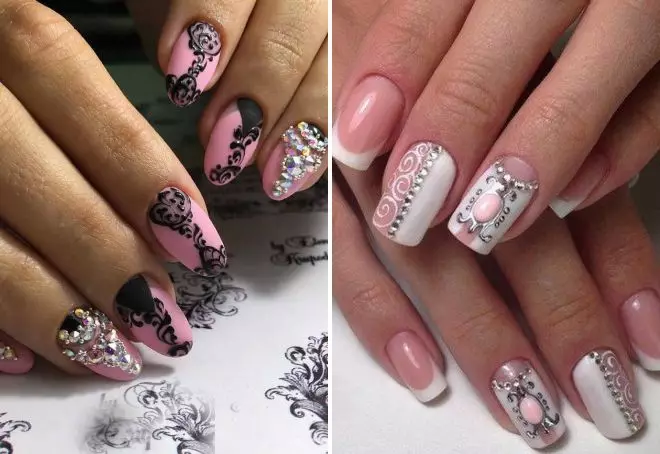 ຄົນອັບເດດ: Manicure ກັບ Lace - Stylish, ສີແດງ, ສີເບດ, Nyudova, ສີບົວ, ສີຟ້າ, ສົດໃສ, Wedding, ຝຣັ່ງ, Lunar, Watch, Matte 33231_14