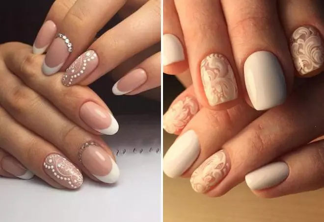 ຄົນອັບເດດ: Manicure ກັບ Lace - Stylish, ສີແດງ, ສີເບດ, Nyudova, ສີບົວ, ສີຟ້າ, ສົດໃສ, Wedding, ຝຣັ່ງ, Lunar, Watch, Matte 33231_26