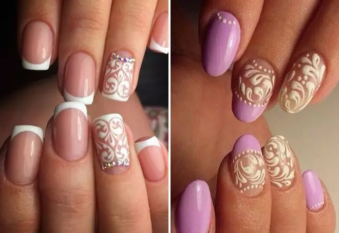 ຄົນອັບເດດ: Manicure ກັບ Lace - Stylish, ສີແດງ, ສີເບດ, Nyudova, ສີບົວ, ສີຟ້າ, ສົດໃສ, Wedding, ຝຣັ່ງ, Lunar, Watch, Matte 33231_9