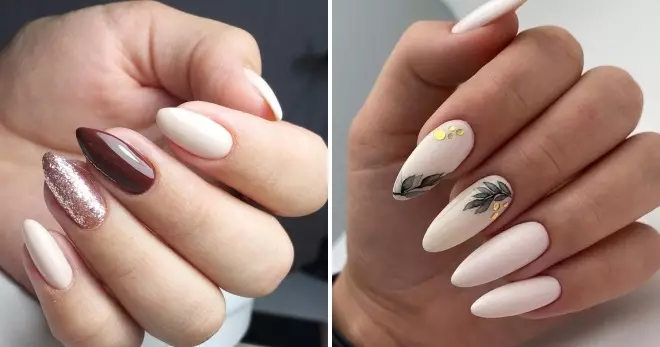 Spring Manikure op amandelfoarm - ideeën foar koarte en lange nagels, mei in patroan, froast en nude ûntwerp