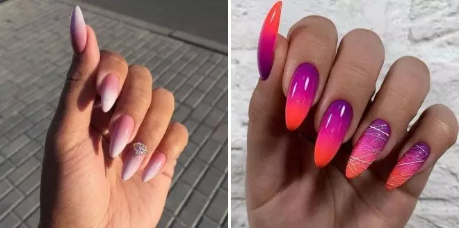 Manicure yemvura paalmond chimiro - mazano echikomberedza uye kwenguva refu zvipikiri, nemuenzaniso, chando uye chando uye dhizaini yeNude 3466_31