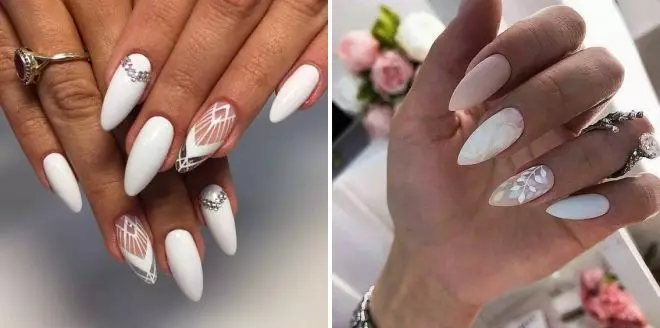 Manicure yemvura paalmond chimiro - mazano echikomberedza uye kwenguva refu zvipikiri, nemuenzaniso, chando uye chando uye dhizaini yeNude 3466_8