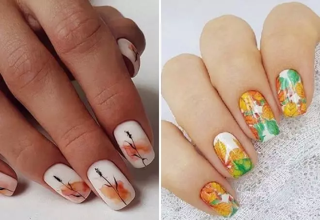 Autumn manicure, fashionable trends 2020 - monophonic, with design and pattern sheet, umbrella and rowan 3544_28