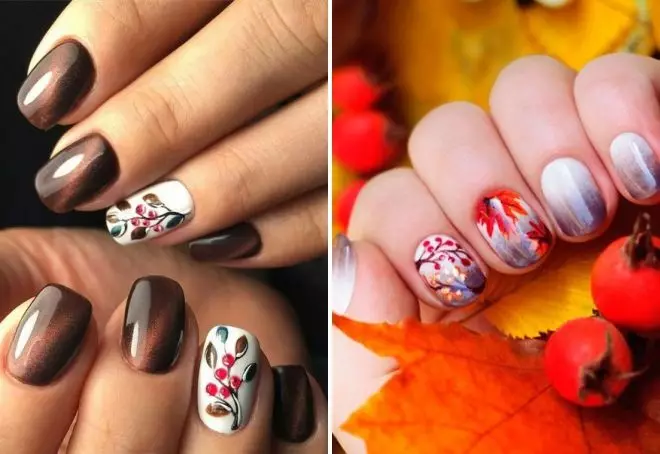 Autumn manicure, fashionable trends 2020 - monophonic, with design and pattern sheet, umbrella and rowan 3544_34