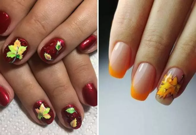 Autumn manicure, fashionable trends 2020 - monophonic, with design and pattern sheet, umbrella and rowan 3544_37