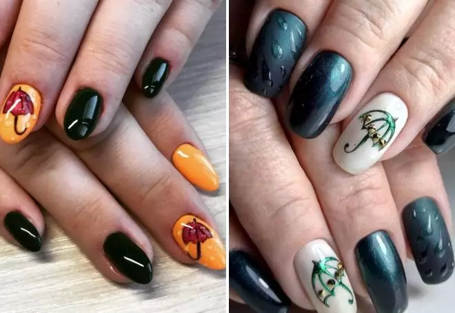 Autumn manicure, fashionable trends 2020 - monophonic, with design and pattern sheet, umbrella and rowan 3544_38