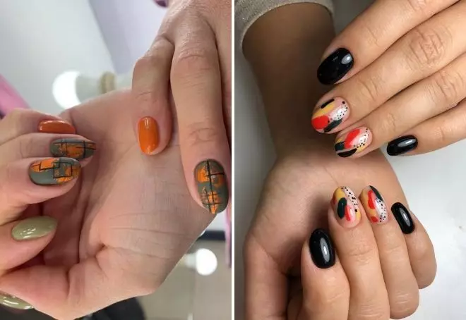 Autumn manicure, fashionable trends 2020 - monophonic, with design and pattern sheet, umbrella and rowan 3544_7