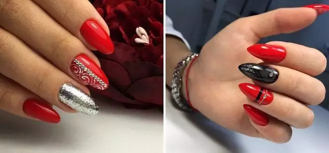 Nytår Manicure 2020 For lange negle - med et mønster, maleri, rhinestones, rød, hvid, smaragd, skinnende, sort, blå, fransk 3562_15